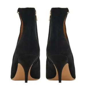 FERRAGAMO Cutout Ankle Boot With Gold Tone Buckle - Black