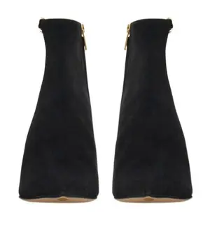 FERRAGAMO Cutout Ankle Boot With Gold Tone Buckle - Black