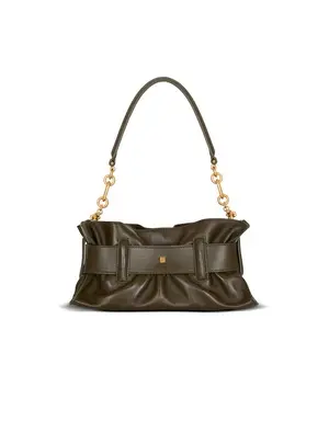 Balmain Mini Anthem Shoulder Bag In Calfskin Leather - Khaki
