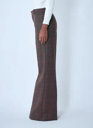 Chloé Checked High-waisted Flared Wool Pants