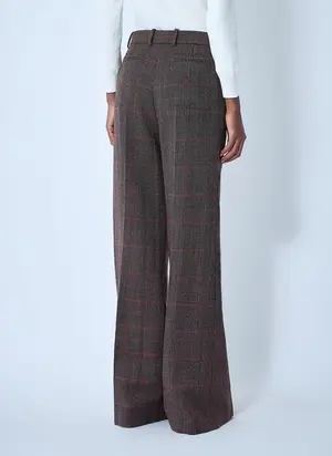 Chloé Checked High-waisted Flared Wool Pants