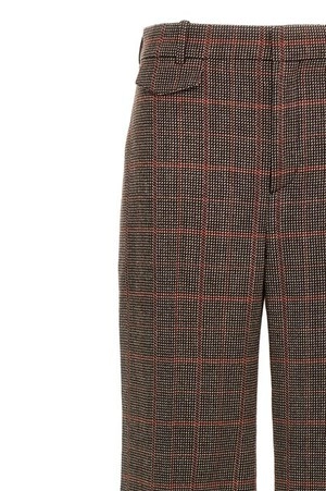 Chloé Checked High-waisted Flared Wool Pants - Brown