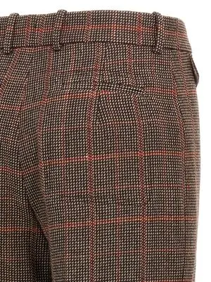 Chloé Checked High-waisted Flared Wool Pants - Brown