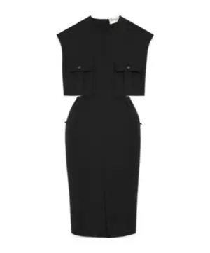 Saint Laurent Cut-out Crewneck Dress - Black