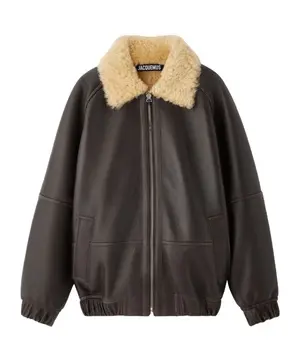 Jacquemus Brown Leather Bomber Jacket