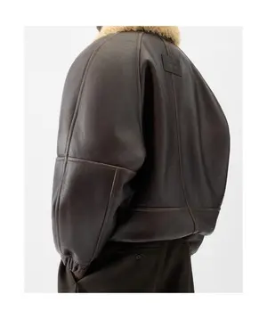 Jacquemus Brown Leather Bomber Jacket