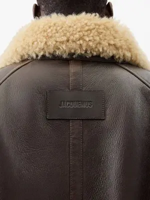 Jacquemus Brown Leather Bomber Jacket