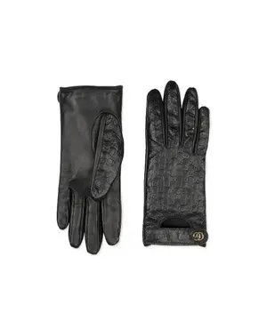 Gucci Gucci Elysees Logo-Embellished Gloves Black