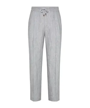 Brunello Cucinelli Leisure Fit Trousers With Drawstring Waist - Grey