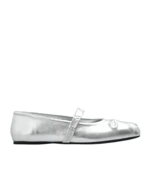Marni Embossed Logo Ballet Flats - Silver