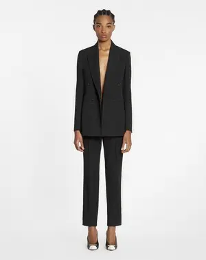LANVIN Straight Leg Cropped Trousers With Logo Detail