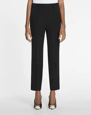 LANVIN Straight Leg Cropped Trousers With Logo Detail