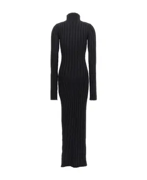 ANN DEMEULEMEESTER High-neck Ribbed Knit Maxi Dress