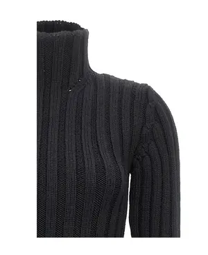 ANN DEMEULEMEESTER High-neck Ribbed Knit Maxi Dress