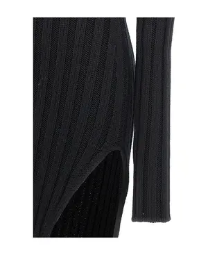 ANN DEMEULEMEESTER High-neck Ribbed Knit Maxi Dress