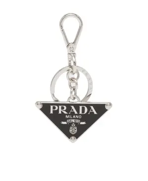 Prada Logo Lettering Keyring - Black