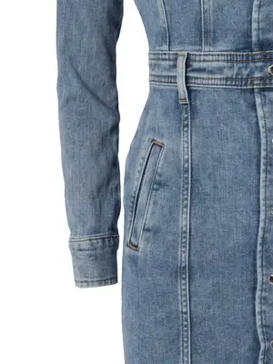 7 For All Mankind Button-up Denim Midi Dress With Classic Collar And Snap Cuffs