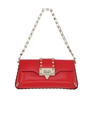 Valentino Garavani Rockstud Foldover Small Shoulder Bag - Red