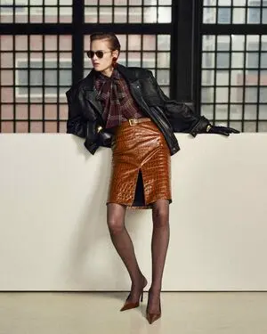 Saint Laurent Embossed Pencil Skirt