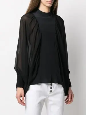 DONDUP Sheer Batwing Sleeve Blouse
