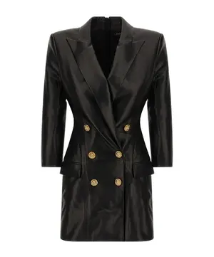 Balmain Double Breasted Leather Blazer Dress