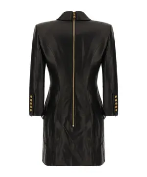 Balmain Double Breasted Leather Blazer Dress