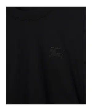 Burberry Ruched Detailed Crewneck T-shirt With Equestrian Knight Pattern - Black