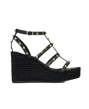 Valentino Garavani Rockstud Wedge Sandals - Black