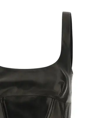 Ermanno Scervino Leather Peplum Top