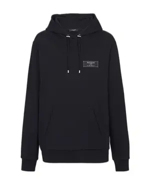 Balmain Logo Patch Drawstring Hoodie
