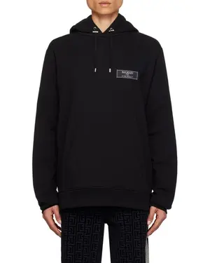 Balmain Logo Patch Drawstring Hoodie