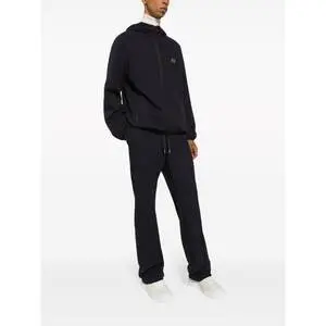 Dolce & Gabbana Logo Plaque Zip-up Jersey Jacket - Black