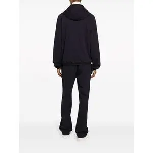 Dolce & Gabbana Logo Plaque Zip-up Jersey Jacket - Black