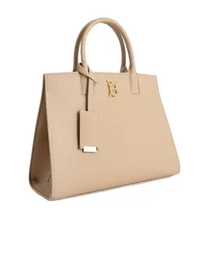 Burberry Frances Tb Plaque Tote Bag - Beige