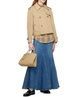 Burberry Frances Tb Plaque Tote Bag - Beige