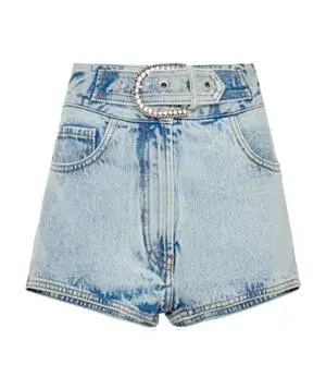 Alessandra Rich Belted Denim Shorts