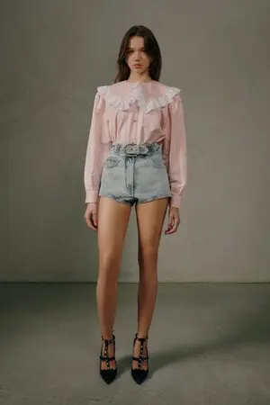 Alessandra Rich Belted Denim Shorts
