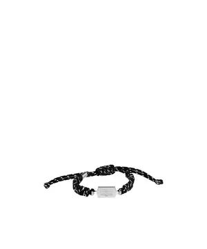 Balenciaga Braided Logo Bracelet - Black And White