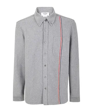 Thom Browne Grey Buttoned Jacket With Striped Detail