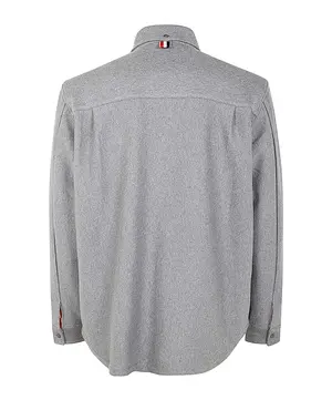 Thom Browne Grey Buttoned Jacket With Striped Detail