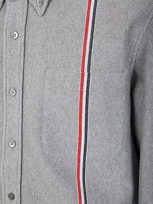 Thom Browne Grey Buttoned Jacket With Striped Detail