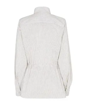 Fendi Striped Ring Buckle Belted Jacket - White