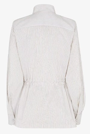 Fendi Striped Ring Buckle Belted Jacket - White