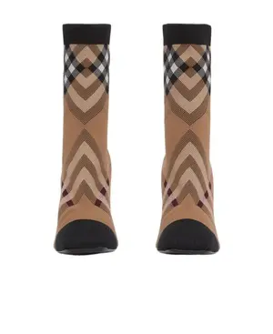 Burberry Knitted Check Sock Boots