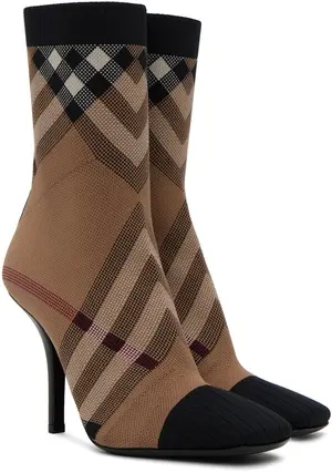 Burberry Knitted Check Sock Boots