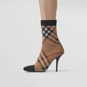 Burberry Knitted Check Sock Boots