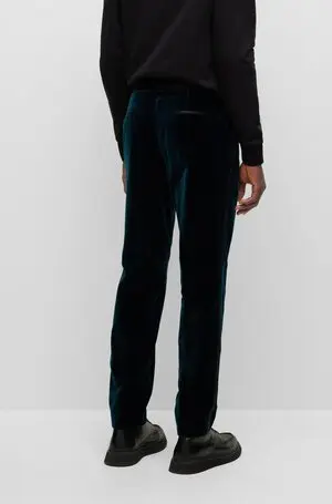 Hugo Boss Velvet Tailored Pants With Logo Detail