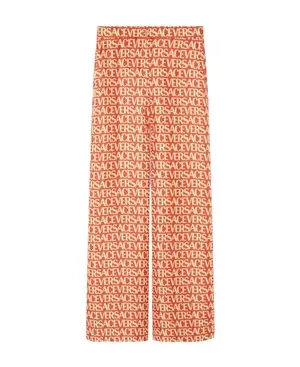 Versace Logo Print Wide Leg Trousers - Nude
