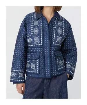 Max Mara Quilted Cotton Jacket - Navy Blue