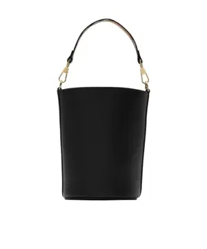 Burberry Small Bucket Bag With Top Handle And Removable Shoulder Straps - Black